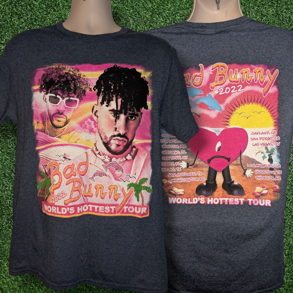 Bad Bunny - "World's Hottest Tour" T-shirt - Medium - Gem